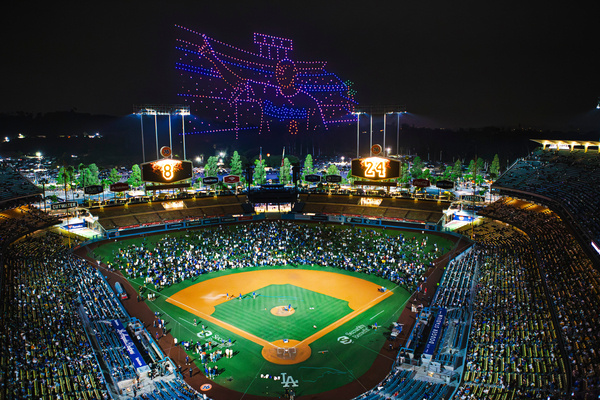 Kobe drone show flown over Dodger Stadium for Lakers Night
